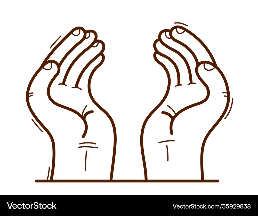 Two hands protecting and showing care flat style Vector Image