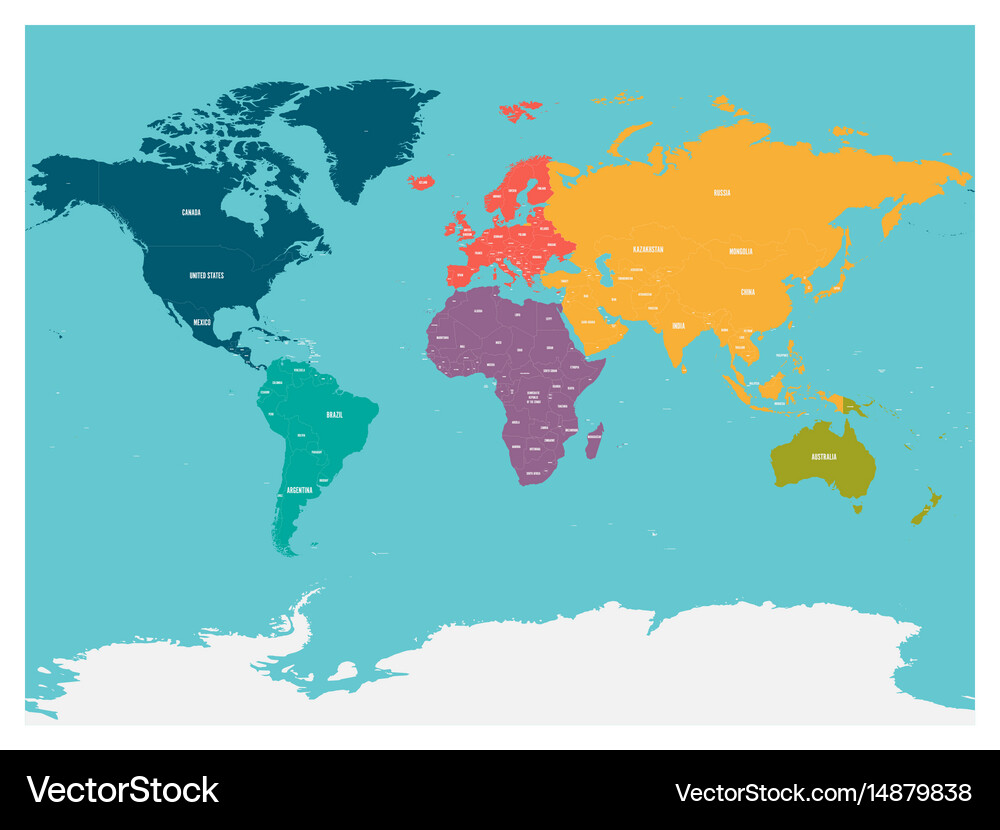 World Political Map with Continents Royalty Free Vector