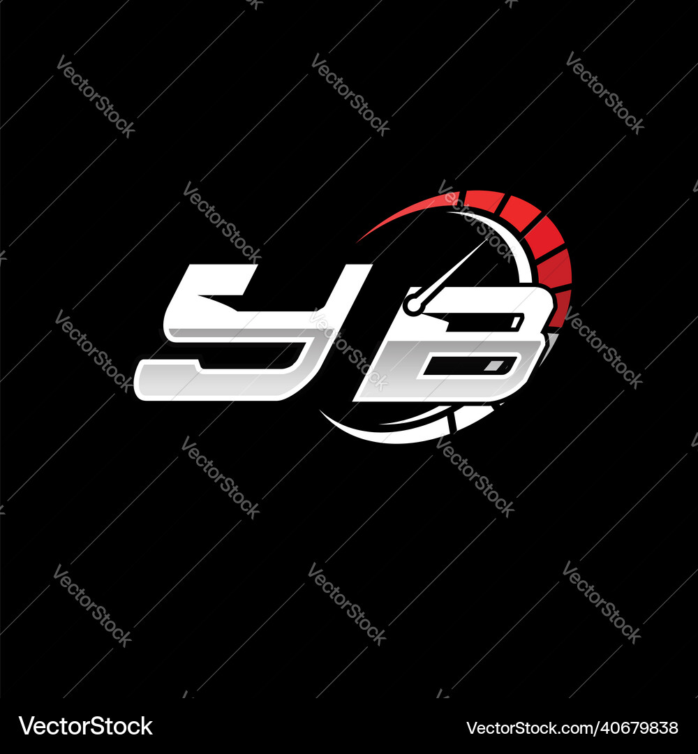Yb logo letter speed meter racing style Royalty Free Vector