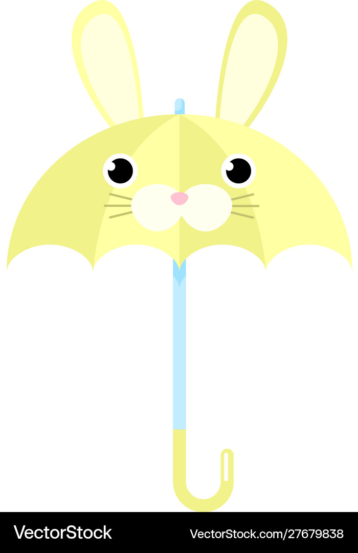Yellow umbrella with rabbit animal face Royalty Free Vector