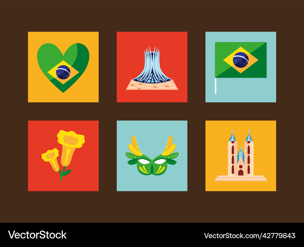 Brazil icons collection Royalty Free Vector Image