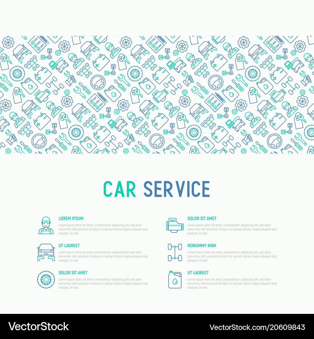 Car service concept with thin line icons Vector Image
