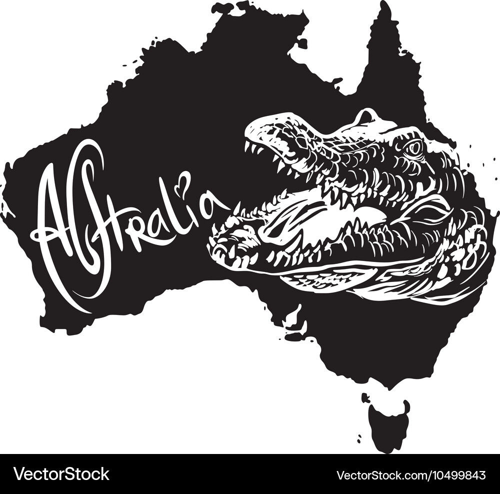 Crocodile on map of Australia Royalty Free Vector Image