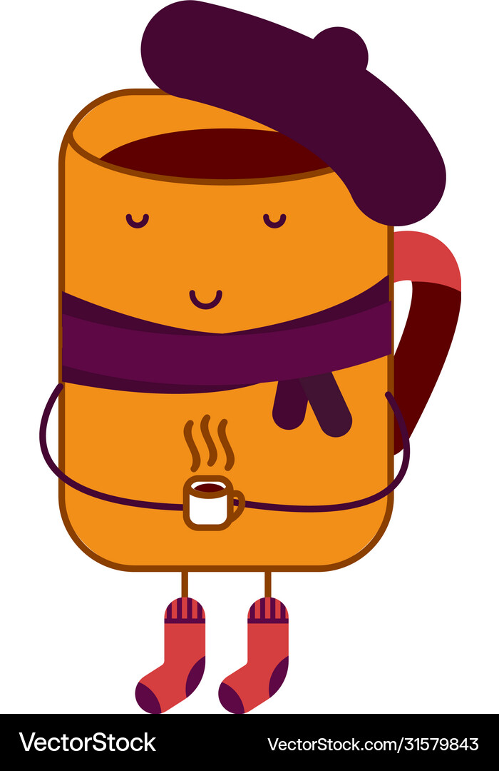 Cup hot drink tea or coffee doodle cute Royalty Free Vector