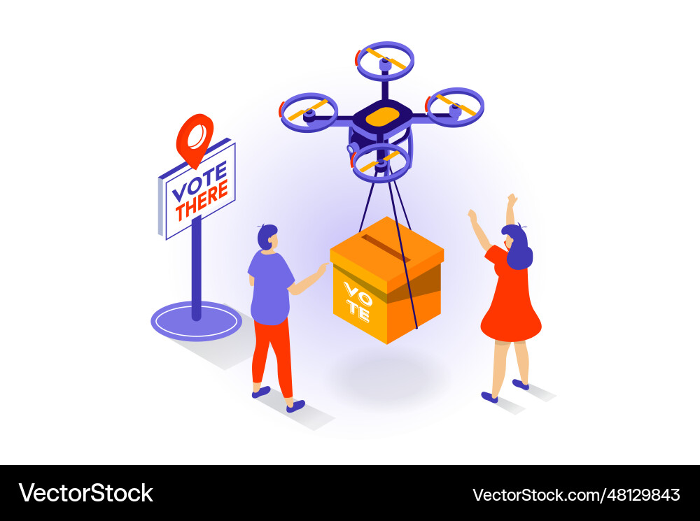 Election and voting concept in 3d isometric design