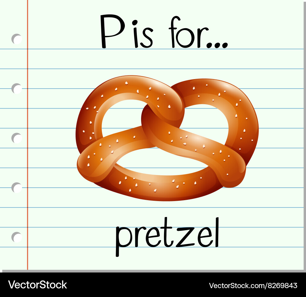 Flashcard alphabet p is for pretzel Royalty Free Vector