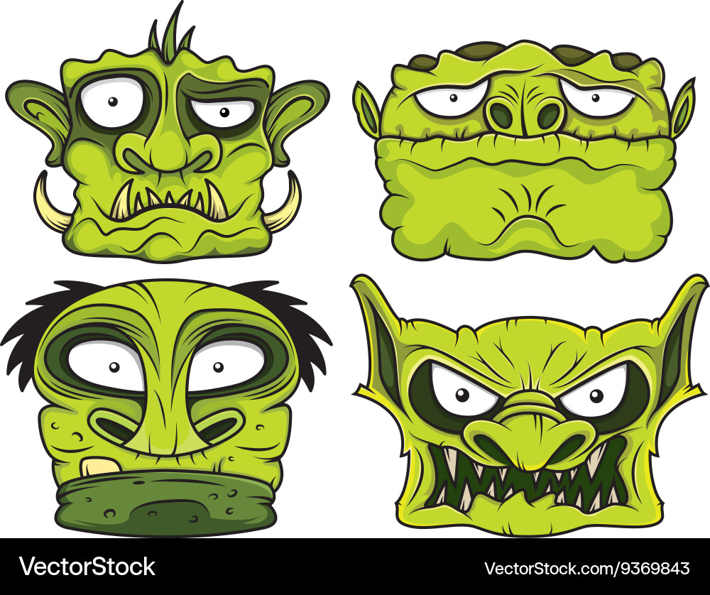 Halloween green scary zombie head Royalty Free Vector Image