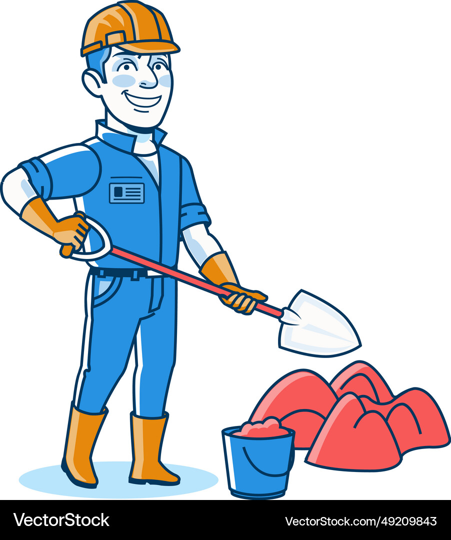Male construction worker cartoon character icon Vector Image