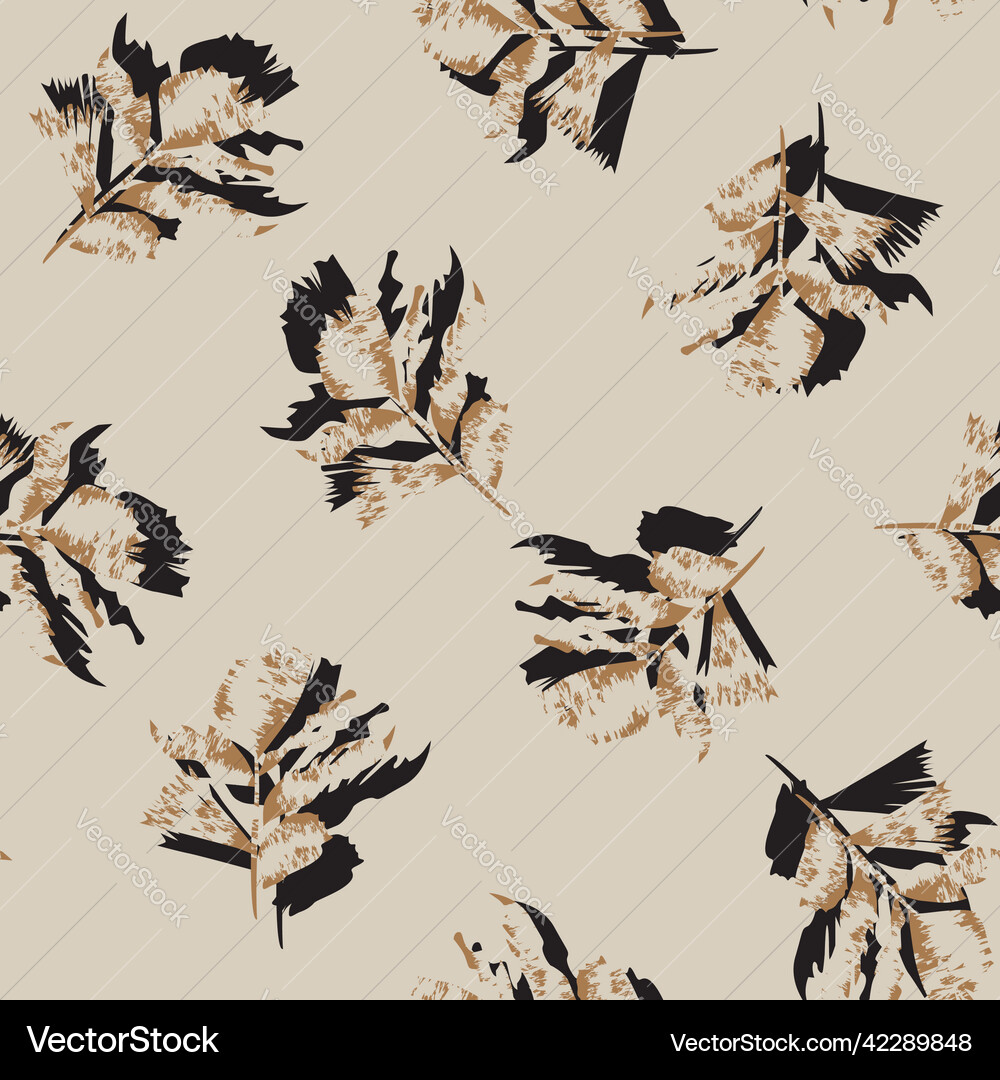 Brush strokes tropical leaf seamless pattern Vector Image