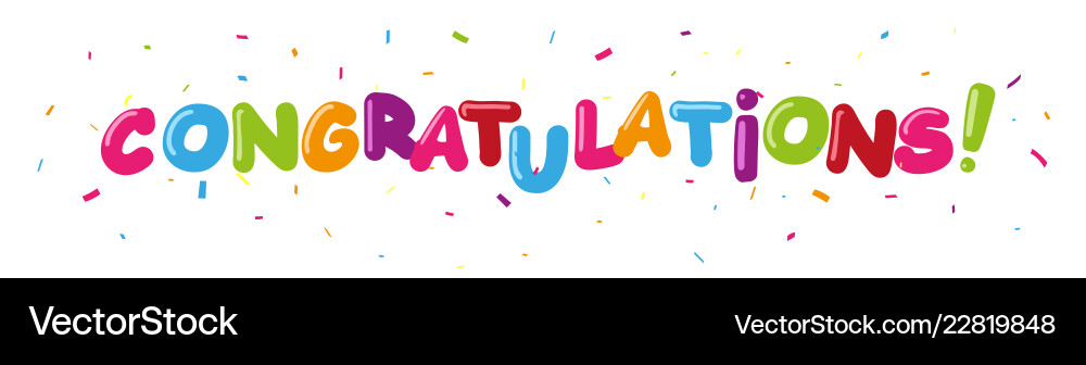 Congratulations design with ribbon and confetti Vector Image