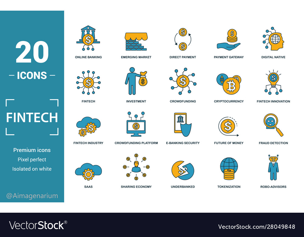 Fintech icon set include creative elements online Vector Image