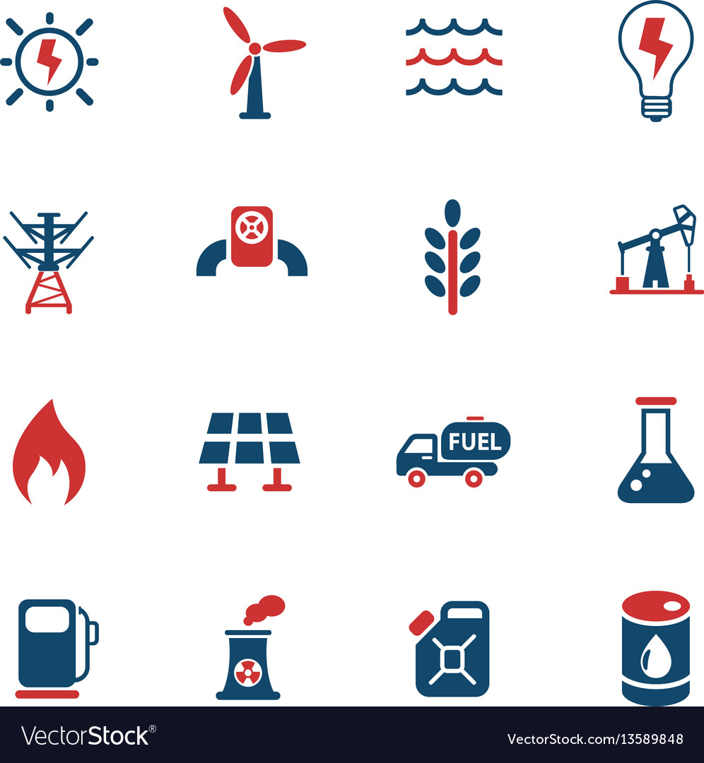 Fuel and power icon set Royalty Free Vector Image