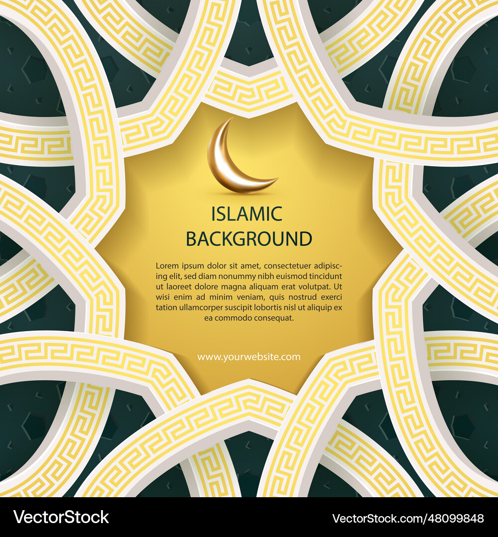 Green islamic background with moon for social Vector Image