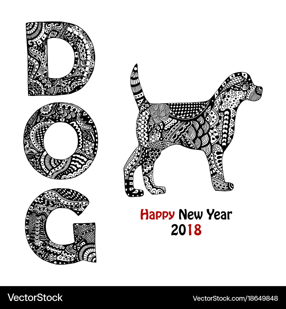 Handdrawn dog text and animal Royalty Free Vector Image