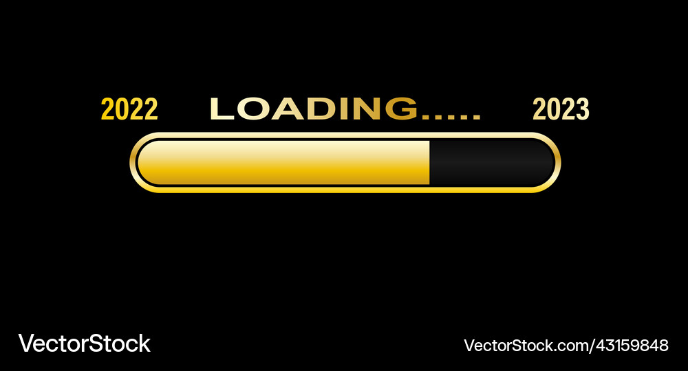 Happy new year 2023 golden loading bar Royalty Free Vector
