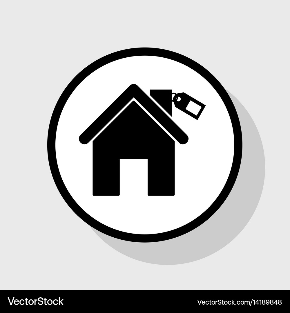 Home silhouette with tag flat black icon Vector Image