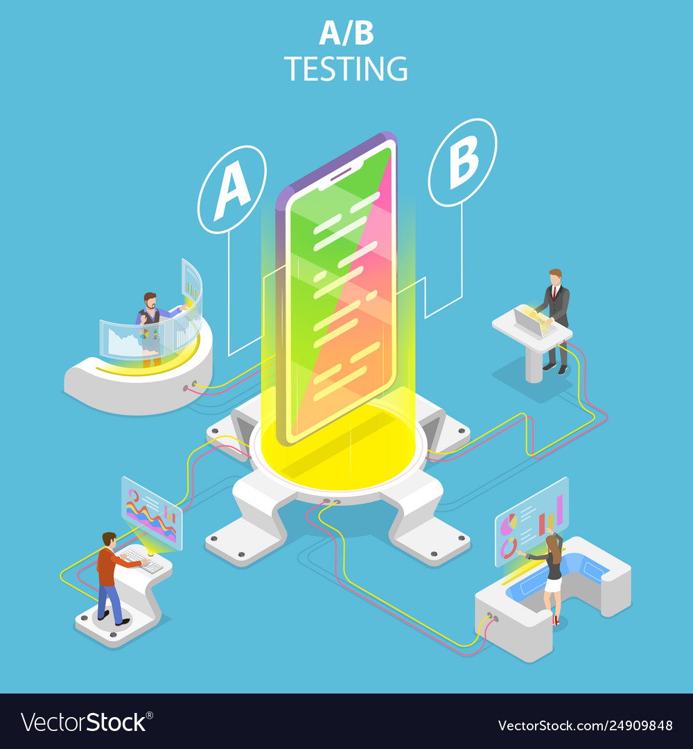 Isometric flat concept ab testing split Royalty Free Vector