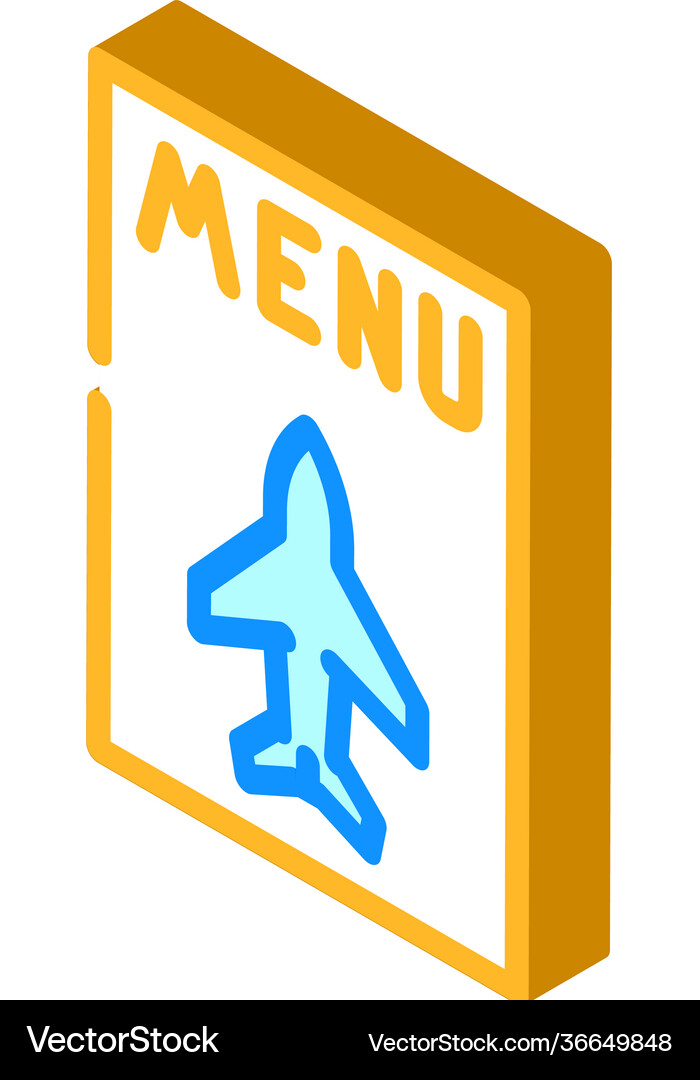 Menu airline food isometric icon Royalty Free Vector Image