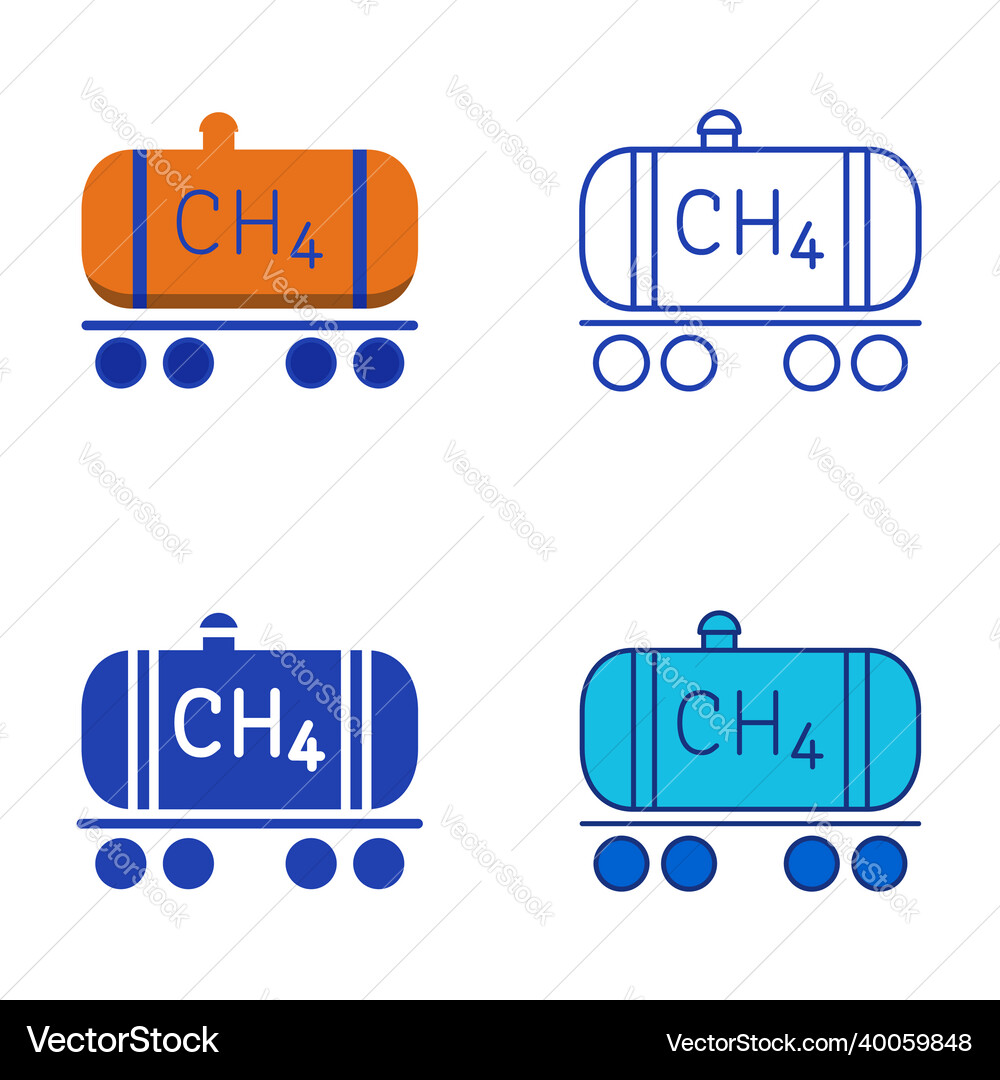 Methane gas icon set in flat and line style Vector Image