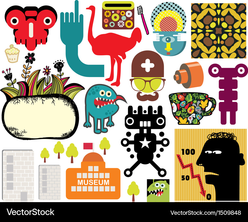 Mix of different images vol60 Royalty Free Vector Image
