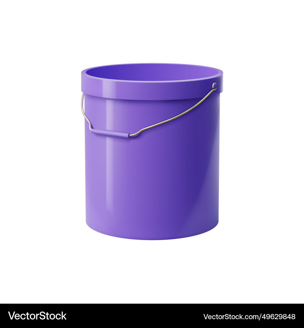 Realistic bucket metal pail container and bin Vector Image