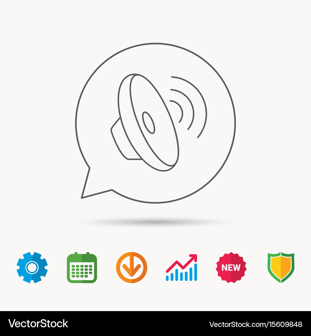 Sound waves icon audio speaker sign Royalty Free Vector