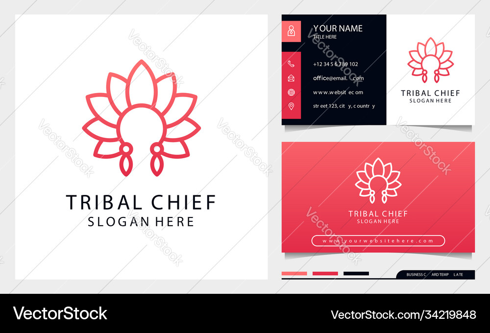 Tribal chief head with flower leaf logo template Vector Image