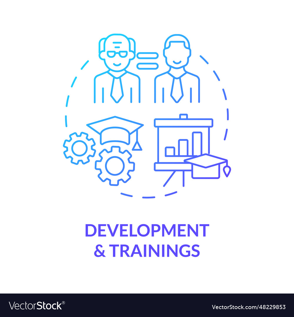 2d development and trainings thin line concept Vector Image