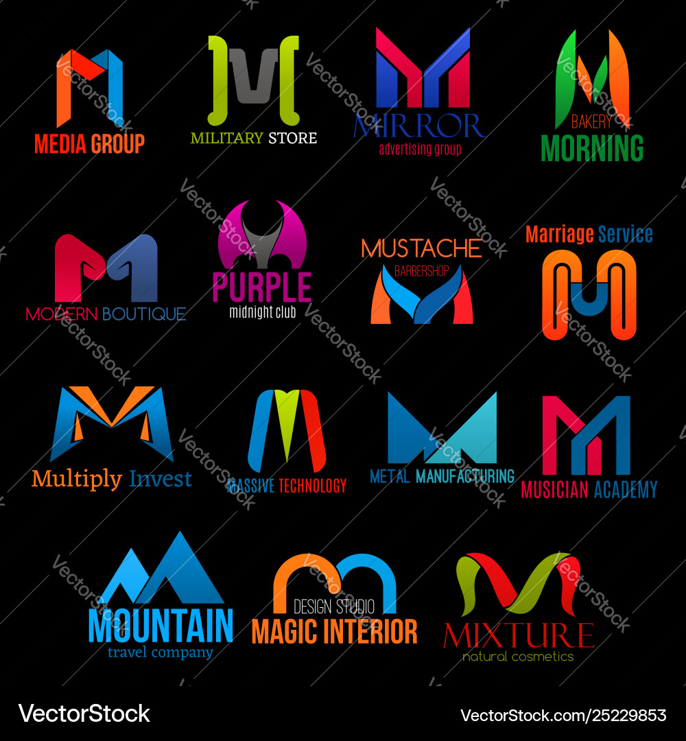 Corporate identity m letter icons creative design Vector Image