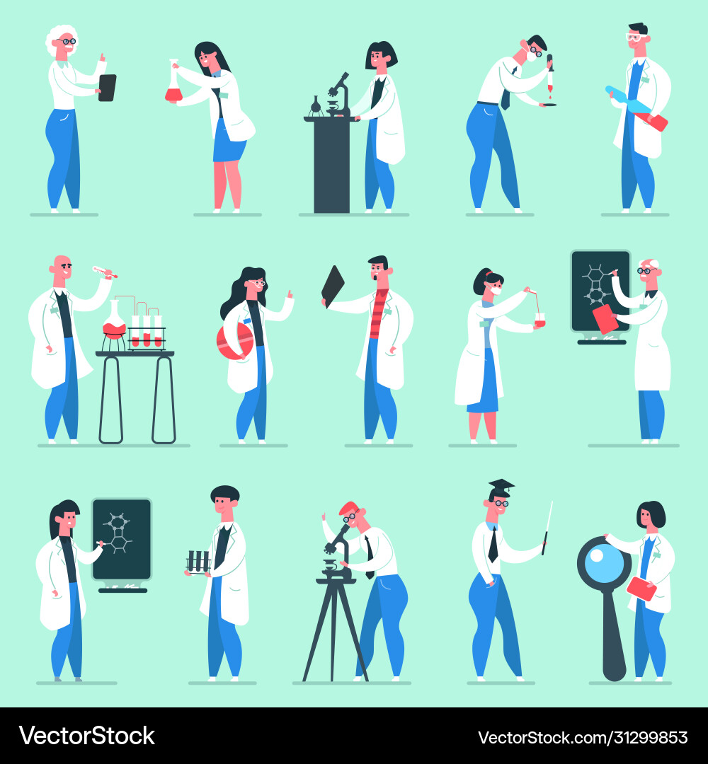 Science characters lab people chemical scientist Vector Image