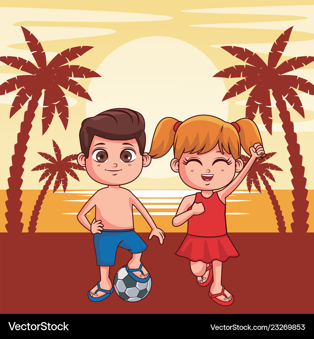 Summer kids cartoon Royalty Free Vector Image - VectorStock