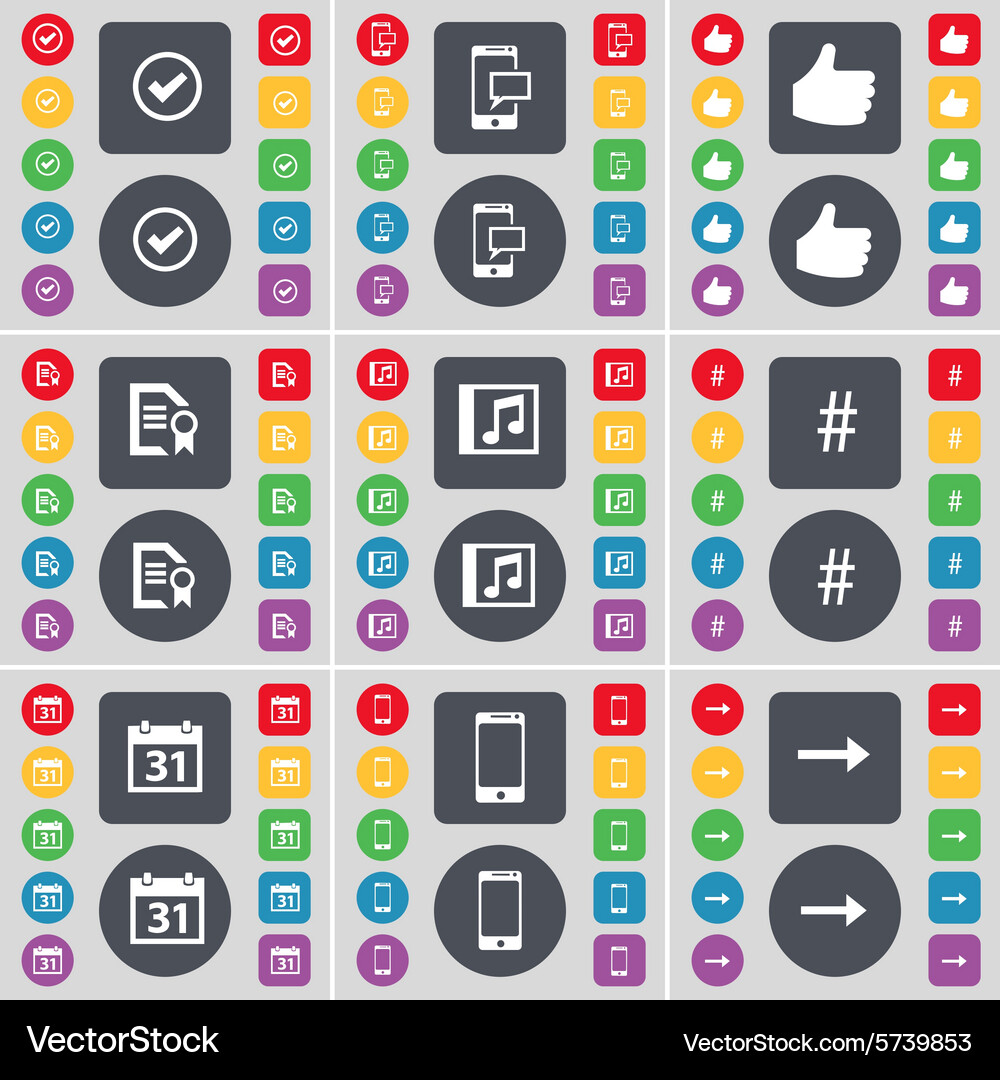 Tick sms like text file music window hashtag Vector Image