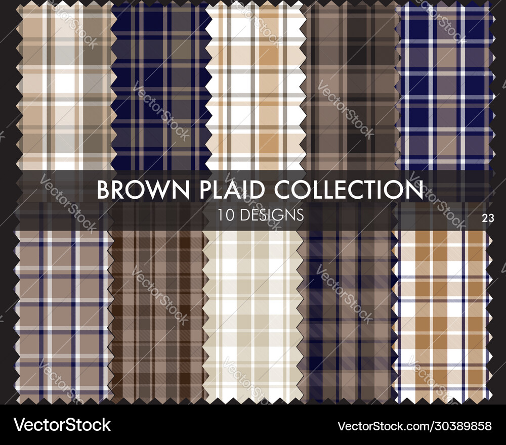 Brown plaid tartan seamless pattern collection Vector Image
