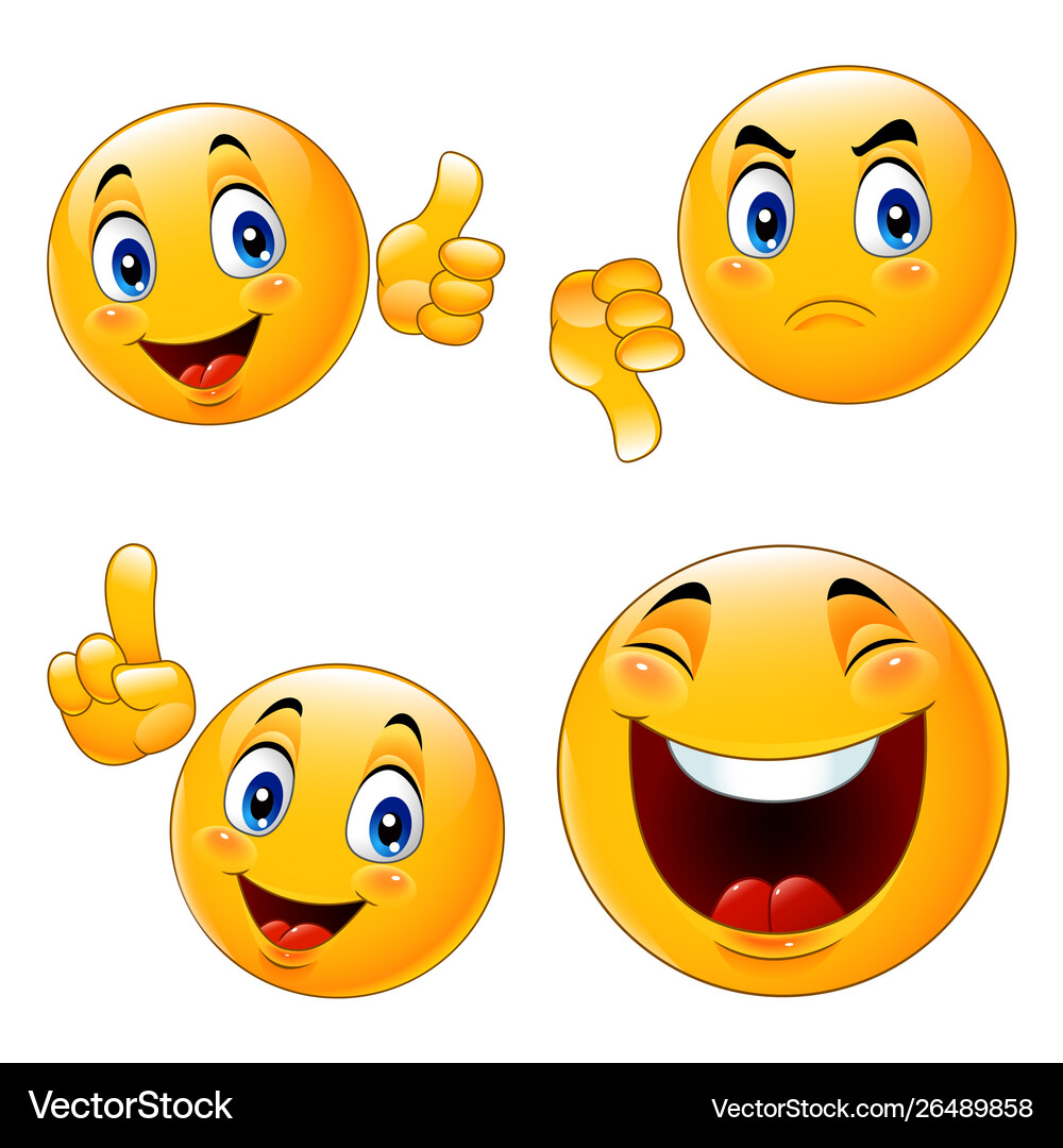 Cartoon smiley emoticon collections Royalty Free Vector