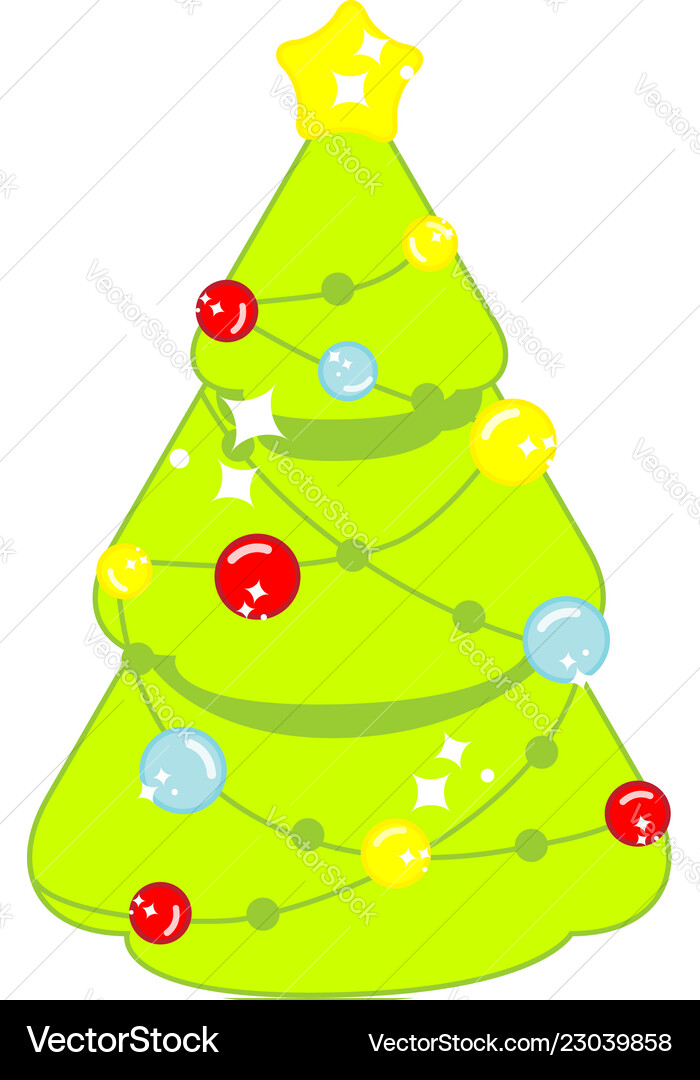 Christmas decorated spruce tree inside new year Vector Image