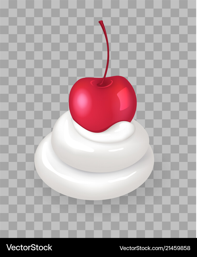 Creamy Whipped Cream with Cherry Royalty Free Vector Image