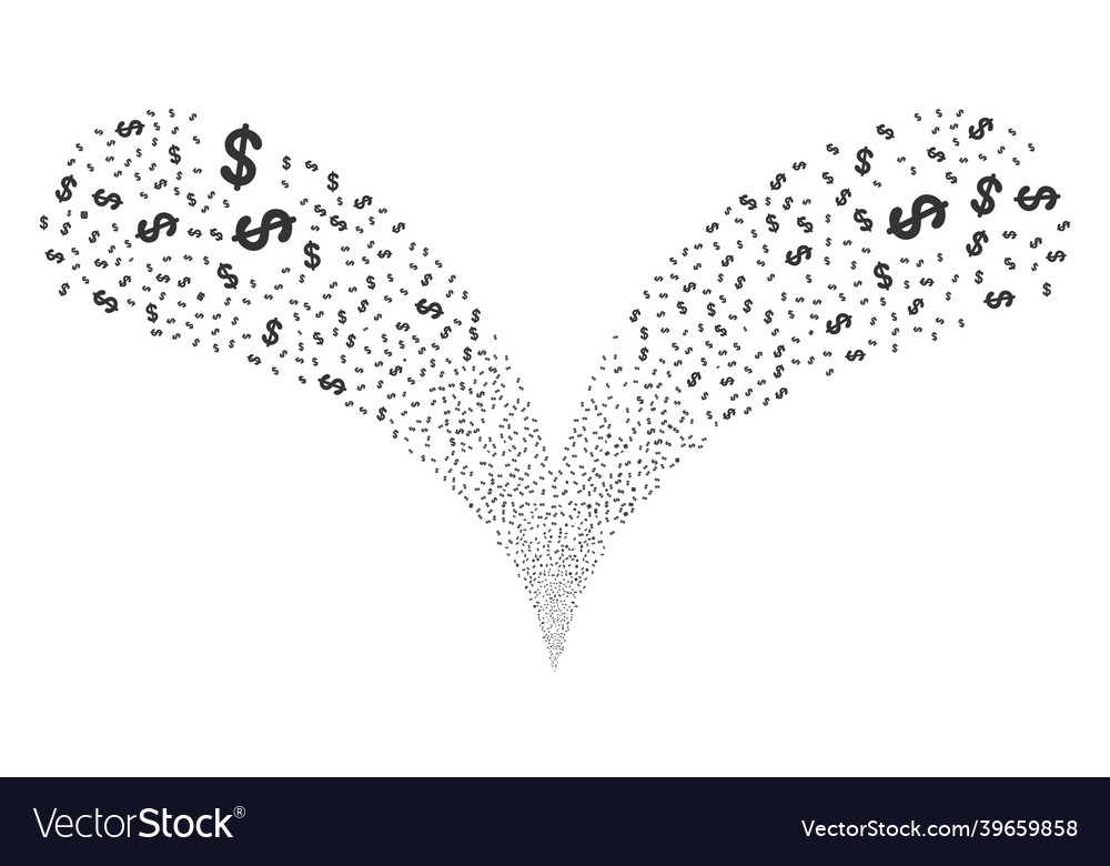Dollar currency double firework stream Royalty Free Vector
