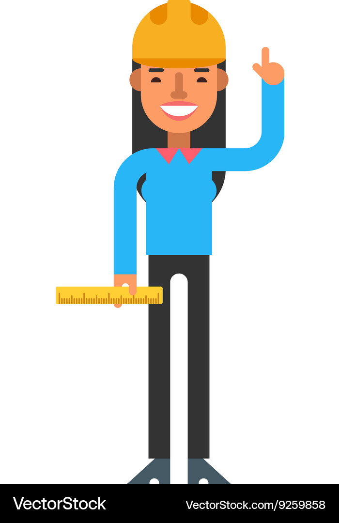 Engineer girl holding a ruler flat isolated Vector Image