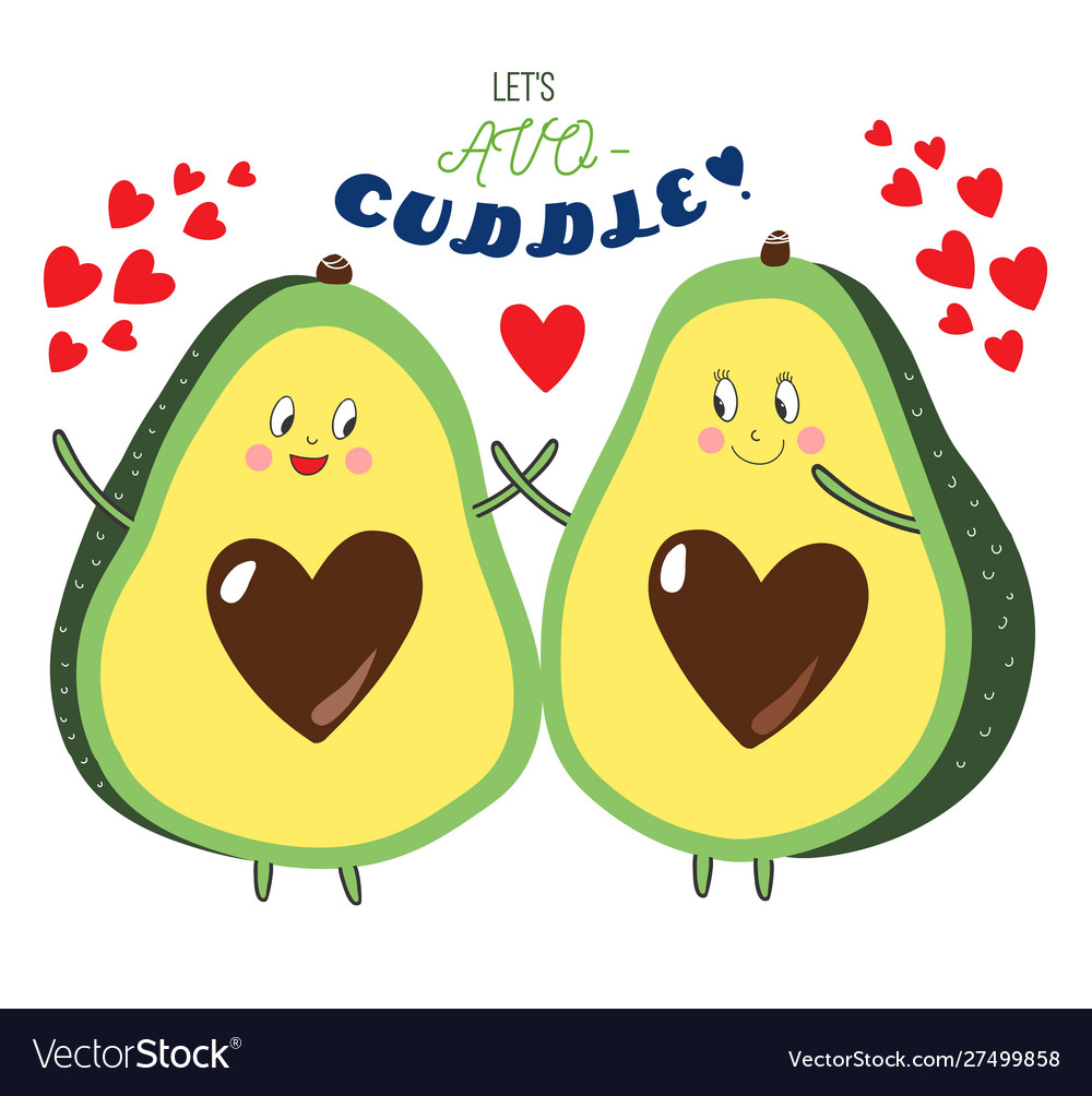Lets avocuddle Royalty Free Vector Image - VectorStock