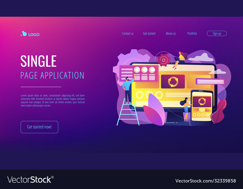Single page application concept landing Royalty Free Vector