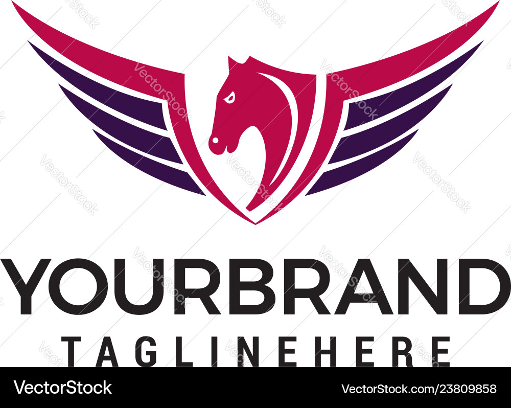 Wing horse logo design concept template Royalty Free Vector