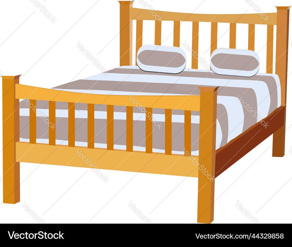 Wooden bed on a white background Royalty Free Vector Image