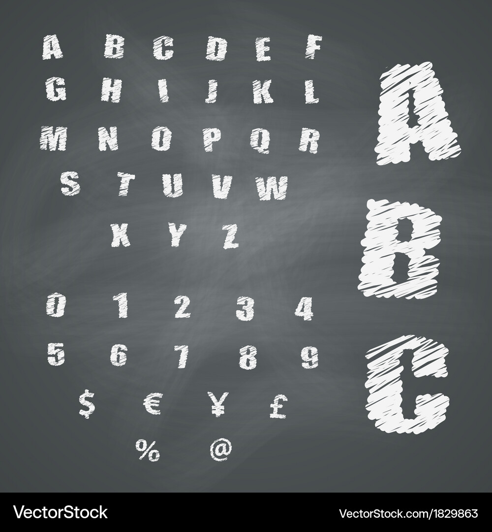 Alphabet and Symbols on Chalkboard Royalty Free Vector Image