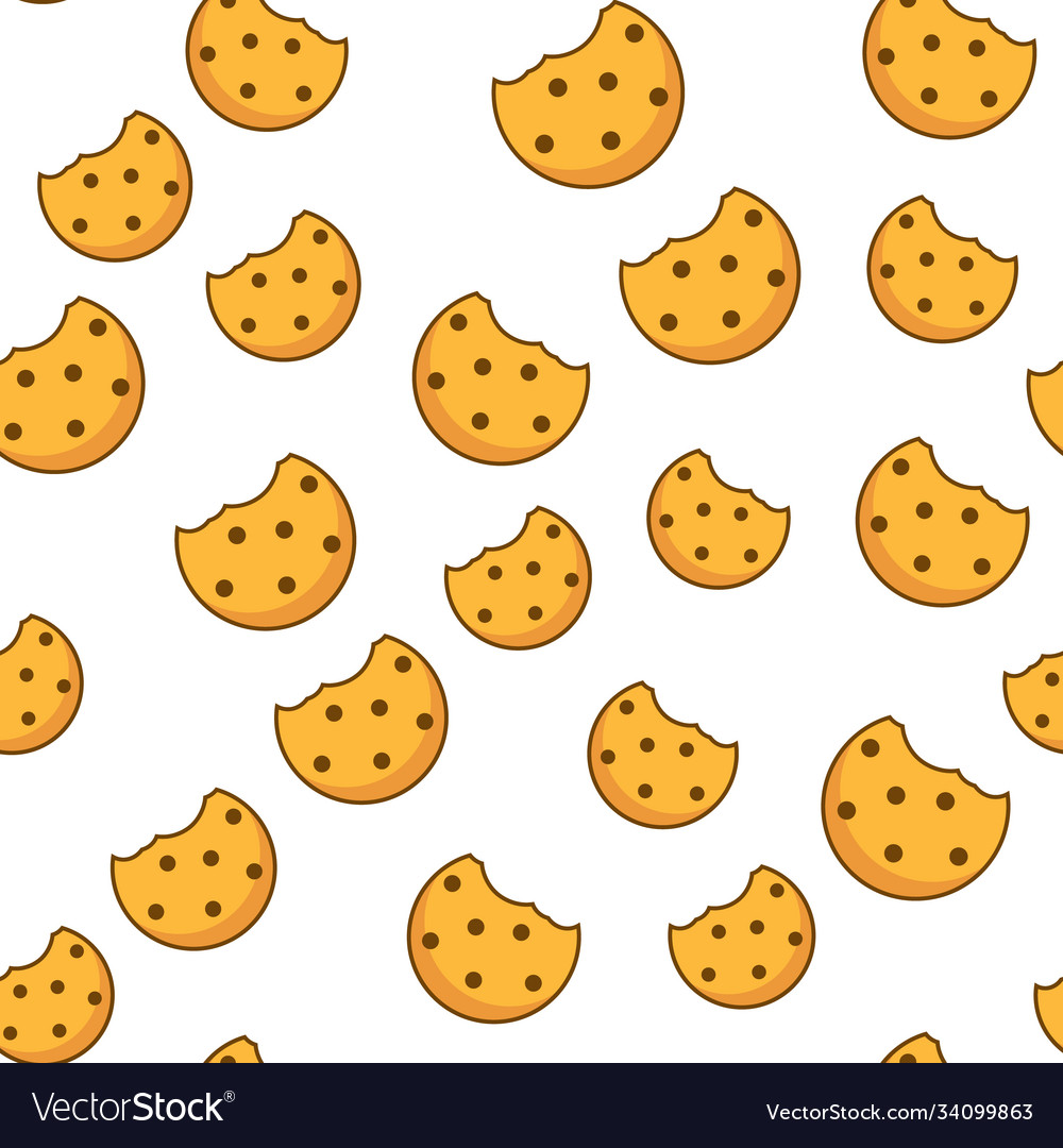Bite cookie pattern biscuit chip seamless Vector Image