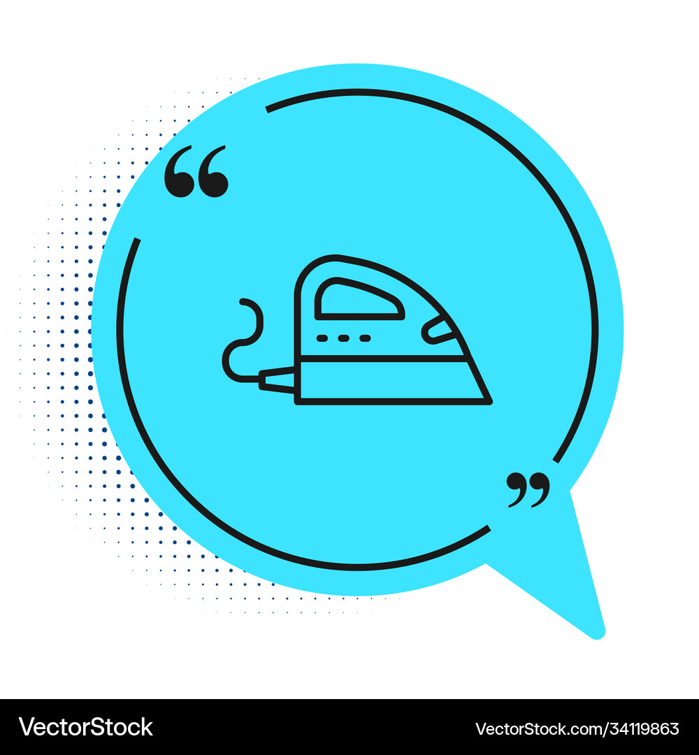 Black line electric iron icon isolated on white Vector Image