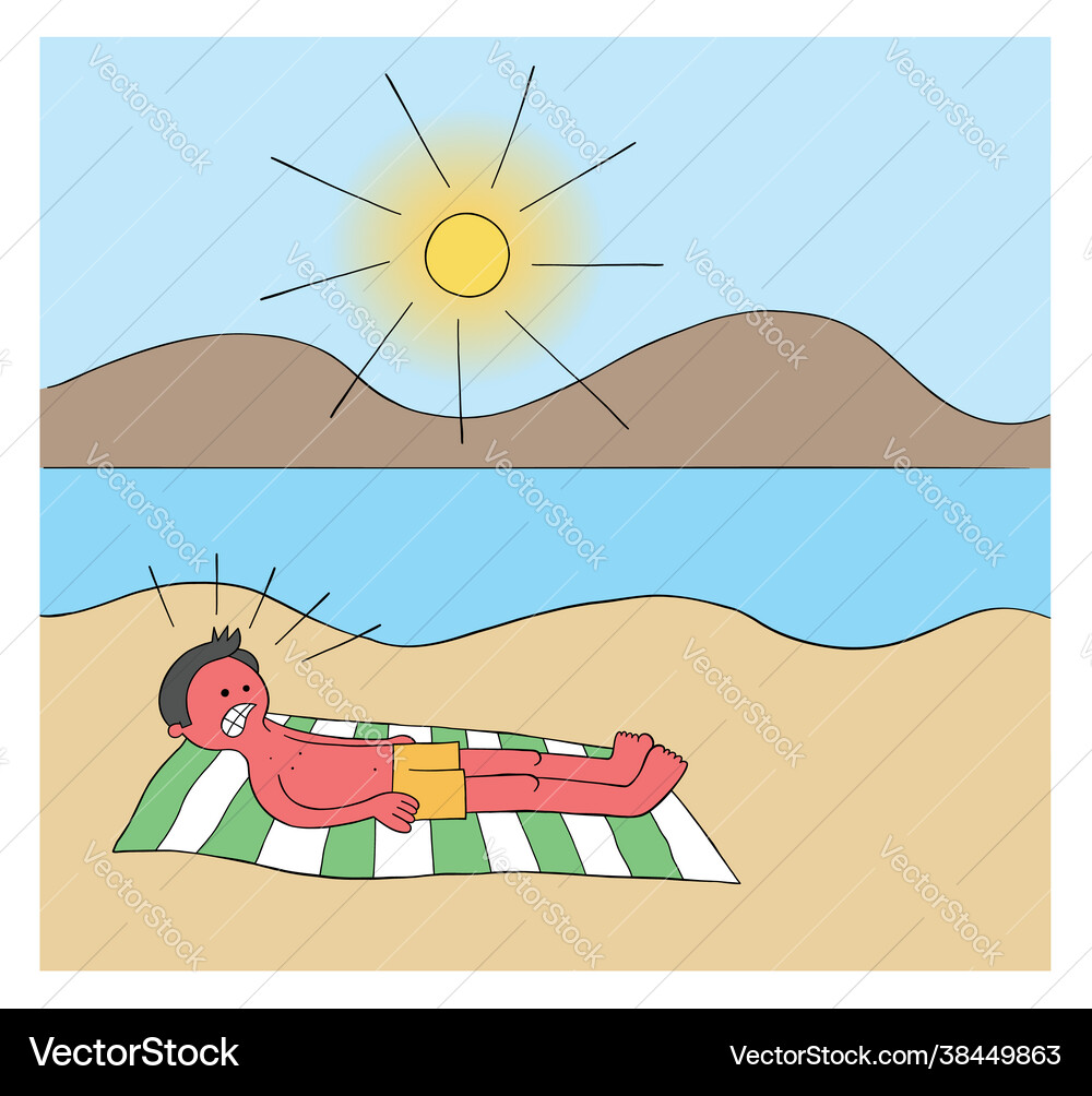Sun Tanning Cartoon Sun Creates Tan Woman Who Lies