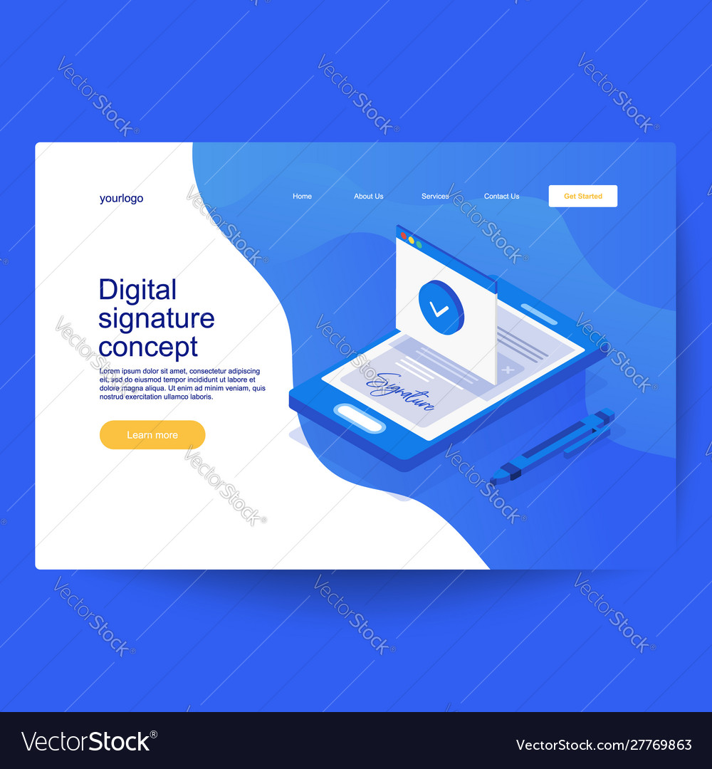 Digital smart contract isometric composition Vector Image