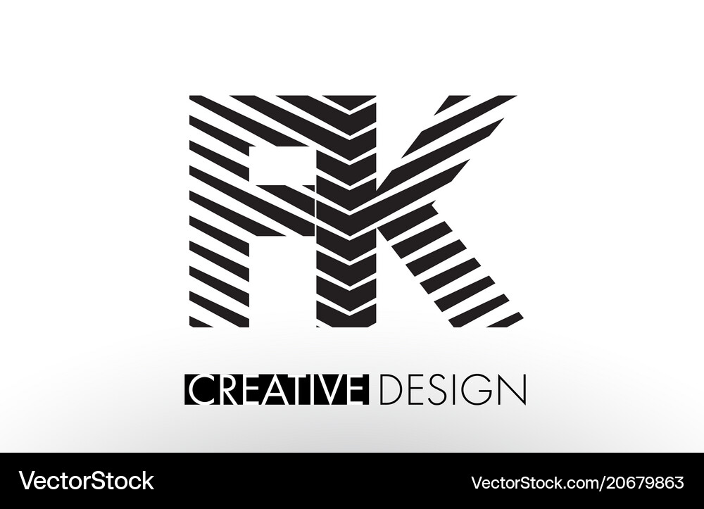 Fk f k lines letter design with creative elegant Vector Image