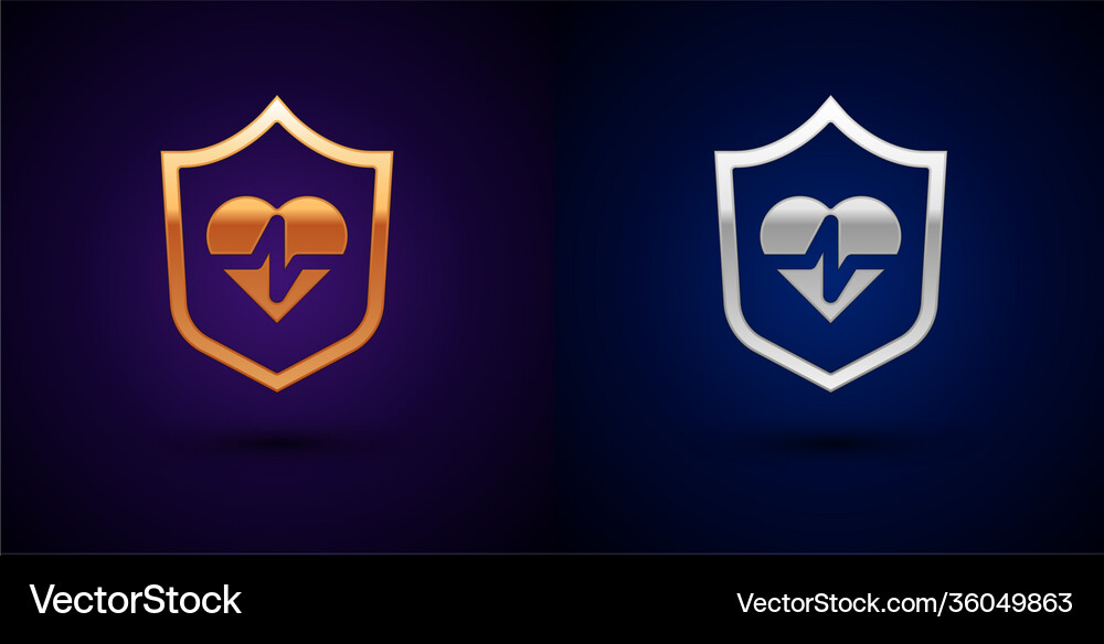 Gold and silver life insurance with shield icon Vector Image