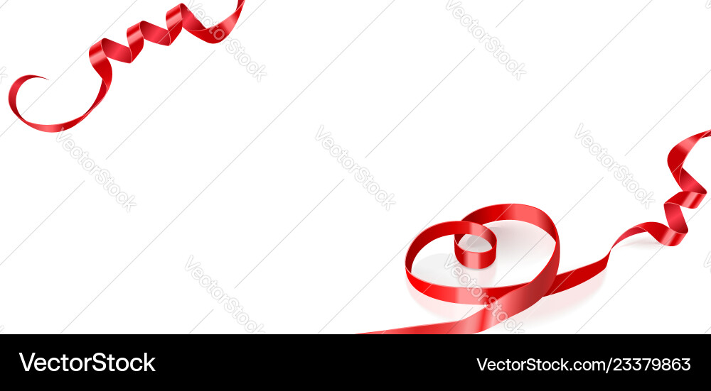 Horizontal banner with red satin ribbon Royalty Free Vector